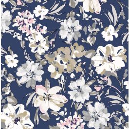 Acolchado Capitonado Zara Flor Azul Marino | Parisina