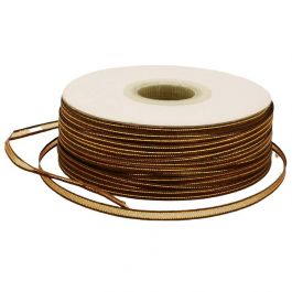 Listón de Organza con Orilla Metálica Cafe-Oro #0 | Mercería Parisina