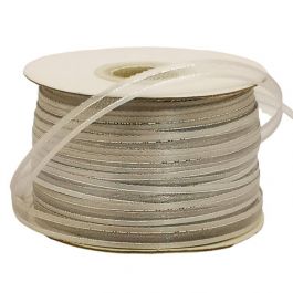 Listón de Organza con Orilla Metálica Plata-Plata #1 | Mercería Parisina