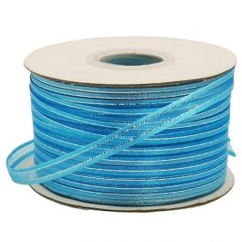 Listón de Organza con Orilla Metálica Turquesa-Plata #1 | Mercería Parisina