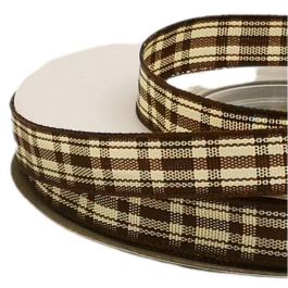 Listón Escocés Cuadros Café-Beige 9 mm | Mercería Parisina
