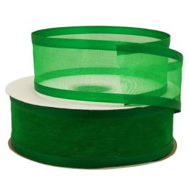 Listón de Organza Satín Liso Verde Bandera #9 | Mercería Parisina