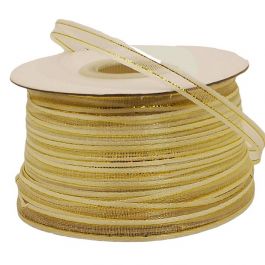 Listón de Organza con Orilla Metálica Crema-Oro #1 | Mercería Parisina