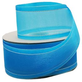 Listón de Organza con Orilla Metálica Turquesa-Plata #12 | Mercería ...