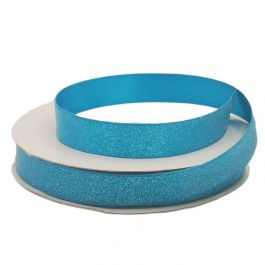 Listón Satinado Con Diamantina Azul Turquesa Iris 5/8" | Mercería Parisina