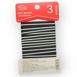 Listón Satinado con Adhesivo Negro #1.5 | Mercería y Manualidades Parisina