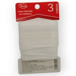 Listón Satinado con Adhesivo Blanco #12 | Mercería y Manualidades Parisina