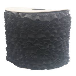 Encaje Valenciano Plisado #1 G165089 Negro 2 Cm | Mercería Parisina