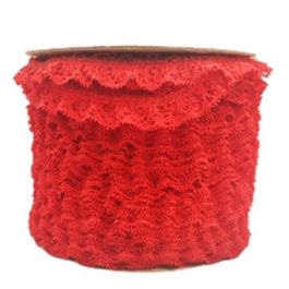 Encaje Valenciano Plisado #3 H165124 Rojo 2 Cm | Mercería Parisina